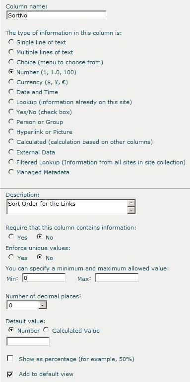 SharePoint Links List Sorting Ordering A Links List By Adding A Custom