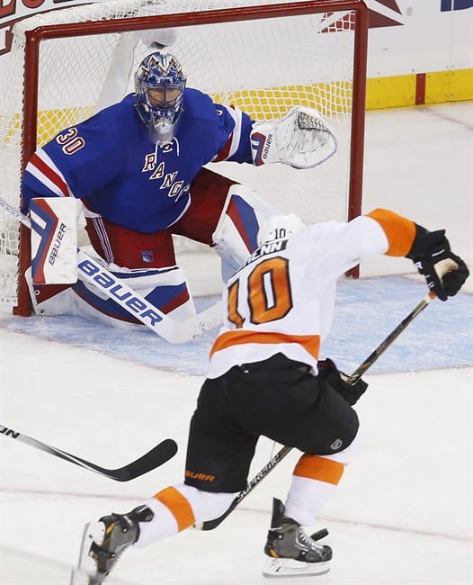 Ryan Haggerty and Jesper Fast score 2 goals apiece to lead Rangers over Flyers 6-3