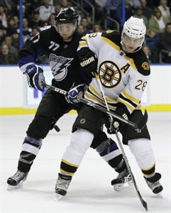 Mark Recchi scores later power-play goal to left Bruins over Lightning 4-3