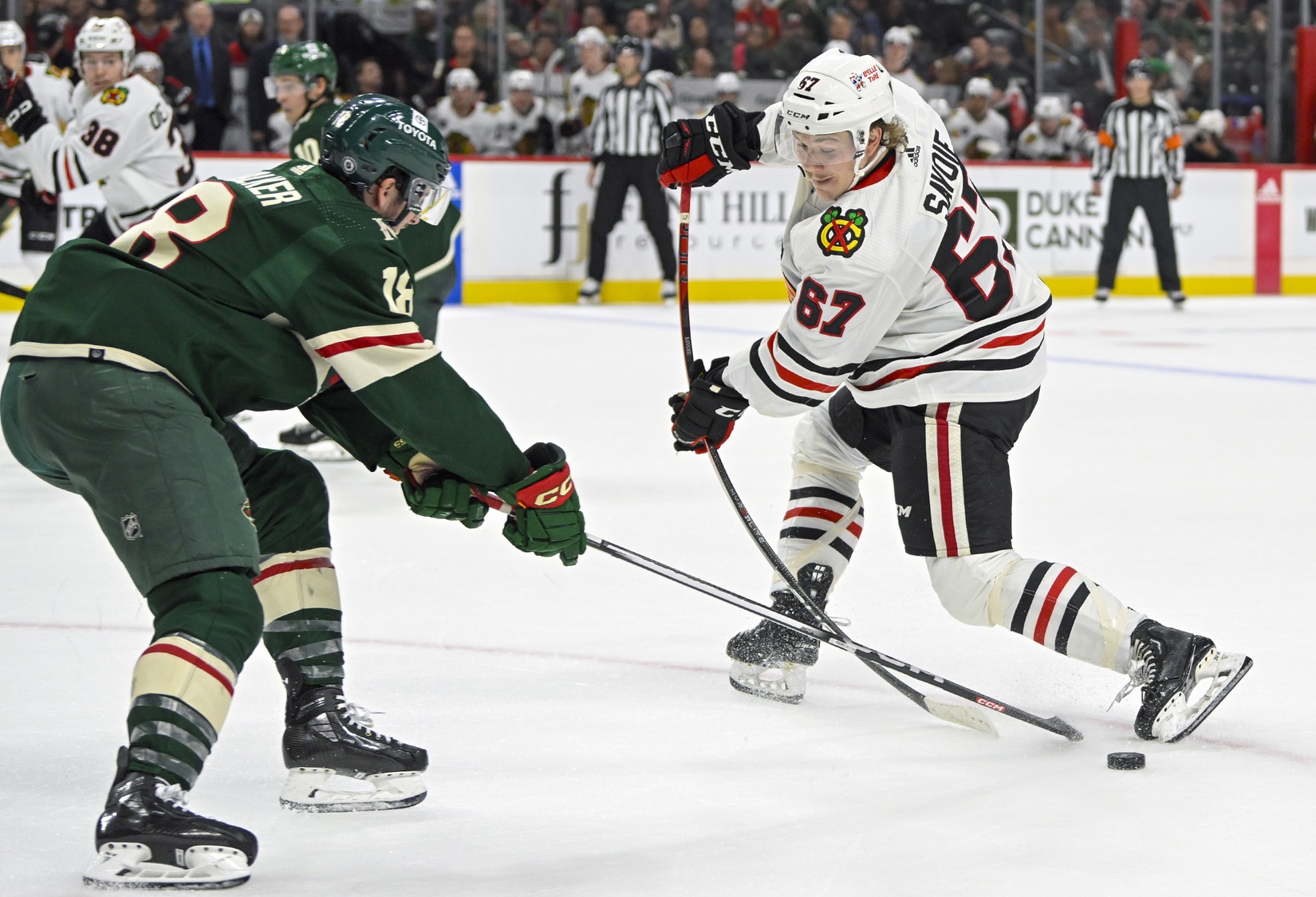 Blackhawks Prospect Sam Savoie Stretchered Off Ice in 3-2 Loss to Wild ...