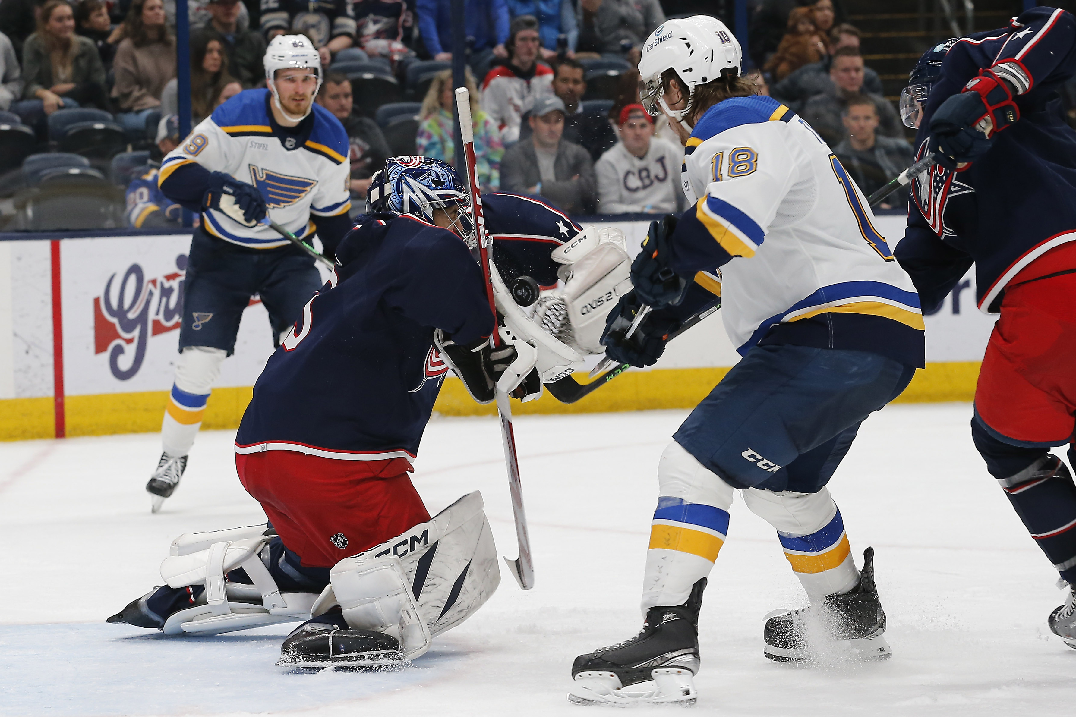 Jet Greaves Secures First NHL Win As Blue Jackets Club The Blues