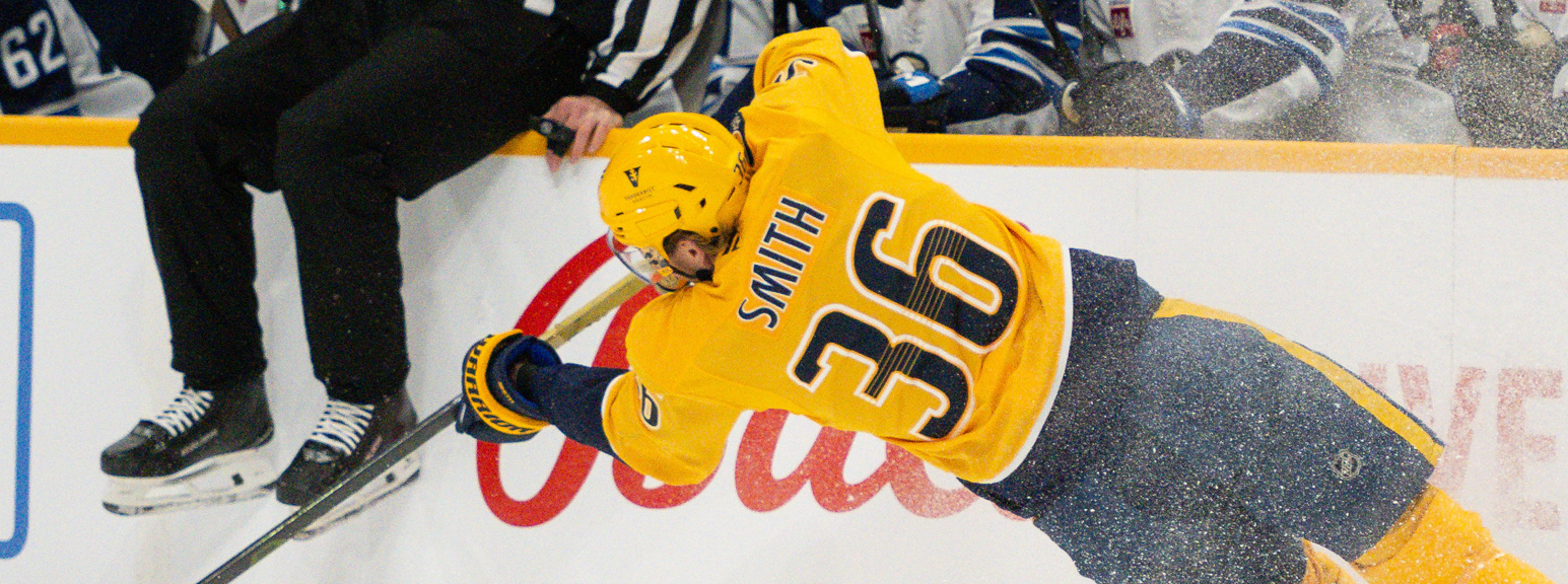 Cole Smith Of The Nashville Predators Tries A Newton Move