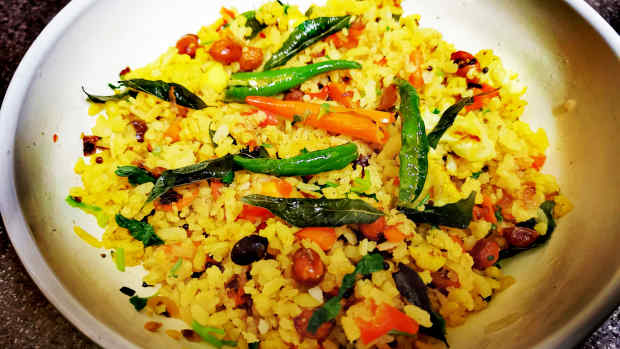Masala Poha (Spiced Flattened Rice) Recipe - Delishably