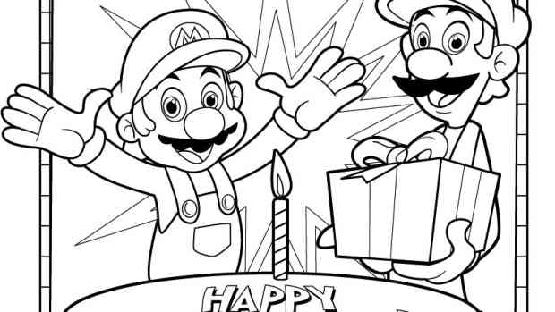 mario birthday coloring pages