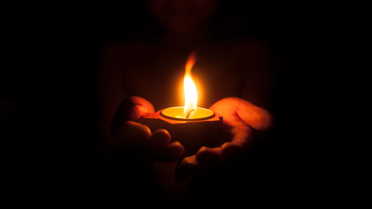 A flickering candle store