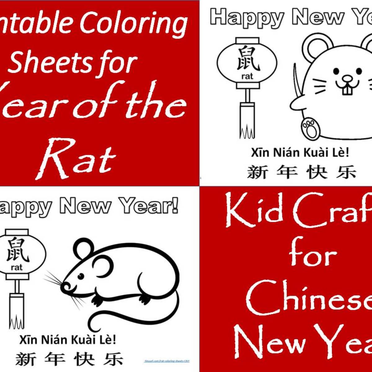 coloring pages year of the rat