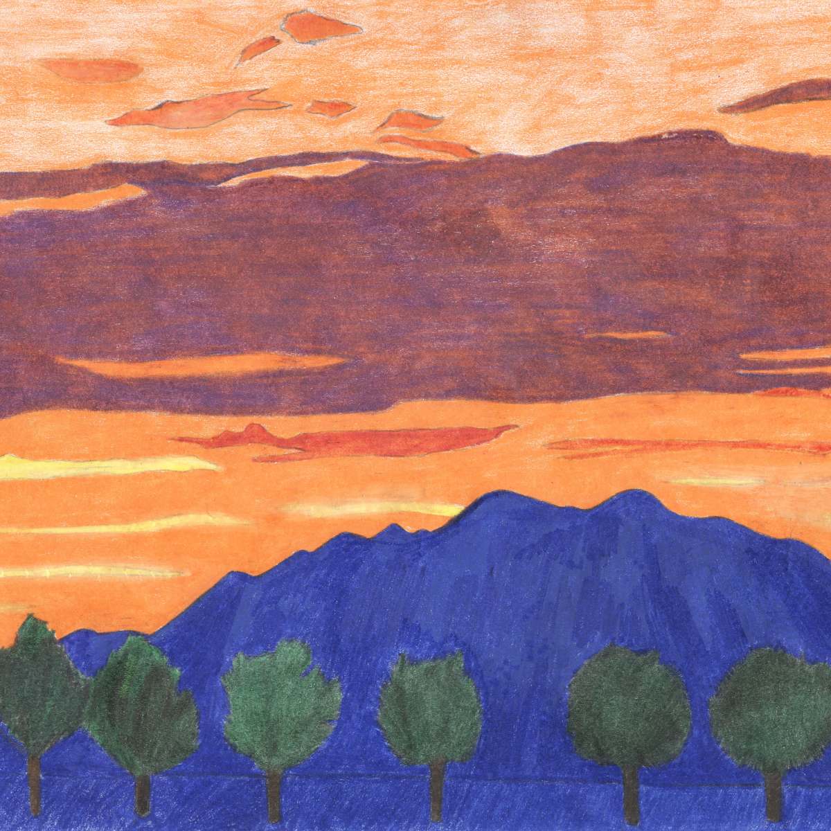 how to draw mountains with colored pencils