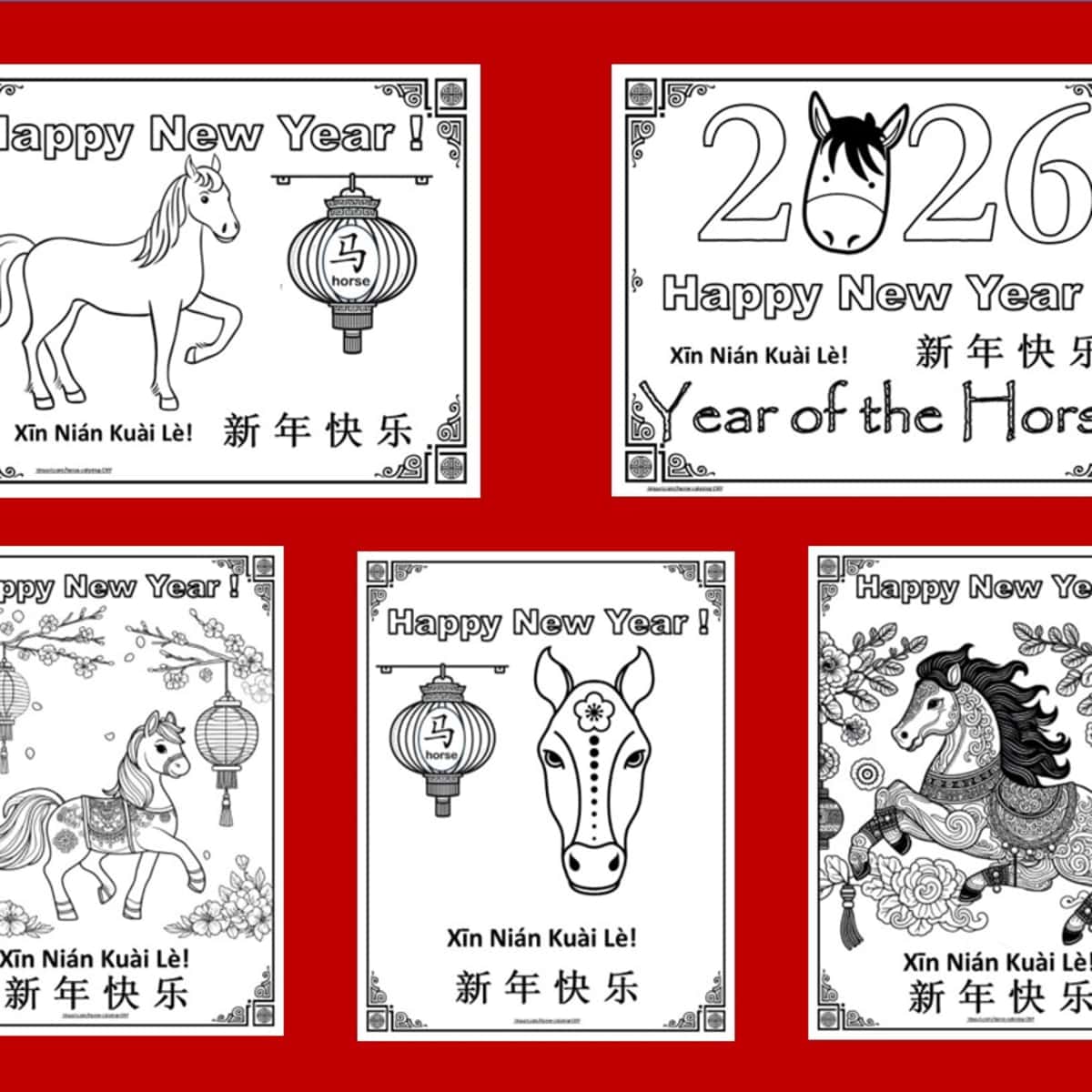 printable coloring sheets year of the horse