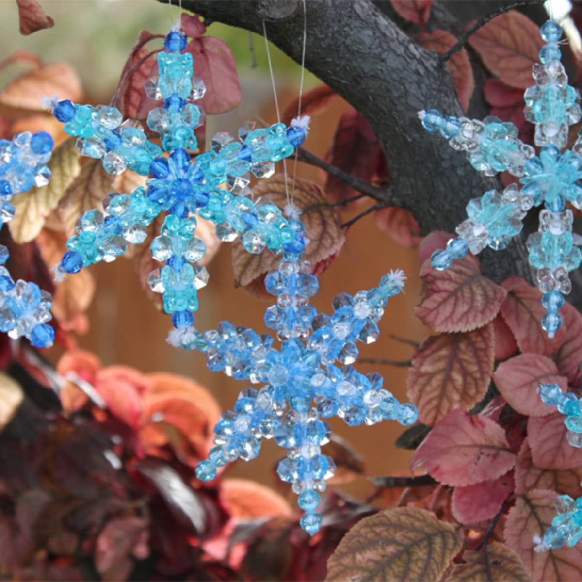 Homemade beaded snowflake ornaments store