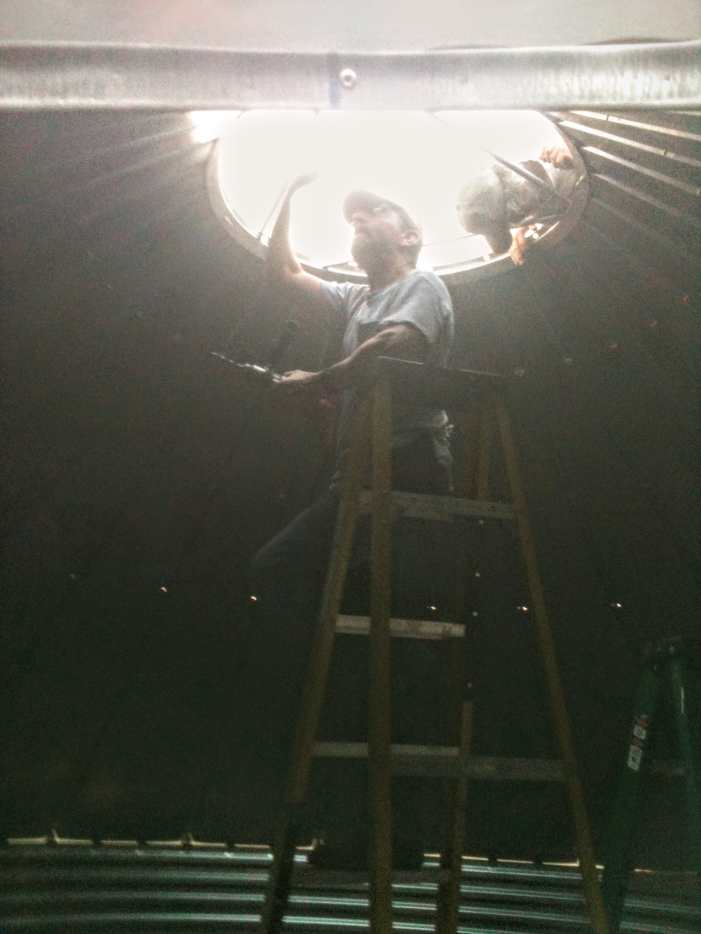 How to Build a Grain Bin--Roof, Peak Ring, Lid, Safety Ring, and Roof ...