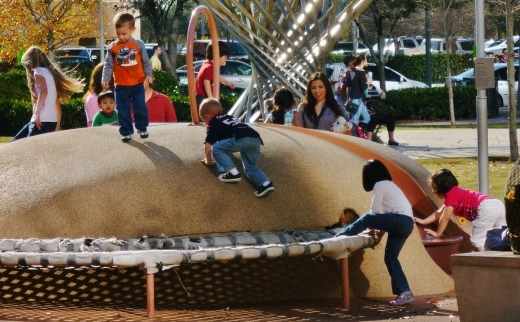 January Day at Discovery Green Park in Downtown Houston, TX: Ice Sculpture, Ice Skating, and ...