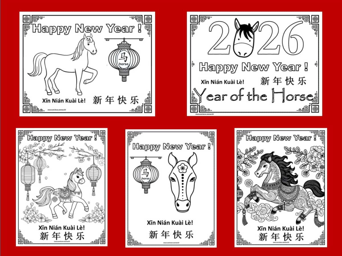 chinese new year coloring page kids