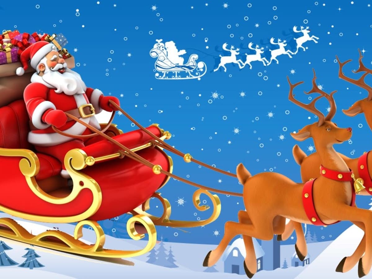 Santa claus with reindeer store