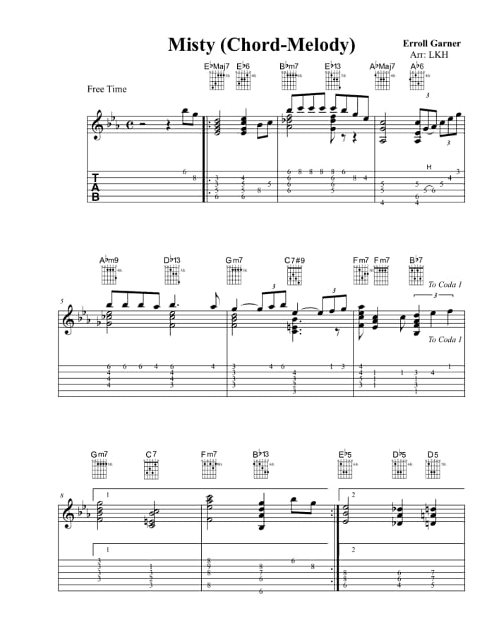 Jazz Guitar Lessons • Misty • Chord-Melody Arrangement • Modal ...