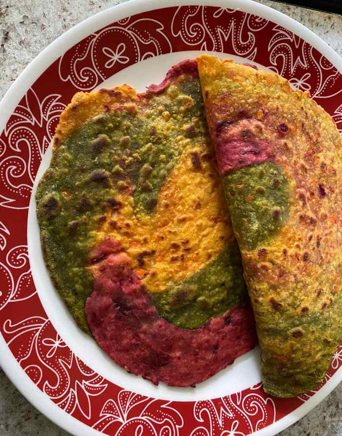 Unique Rainbow Chapati Recipe With Carrot, Spinach & Beetroot - Delishably
