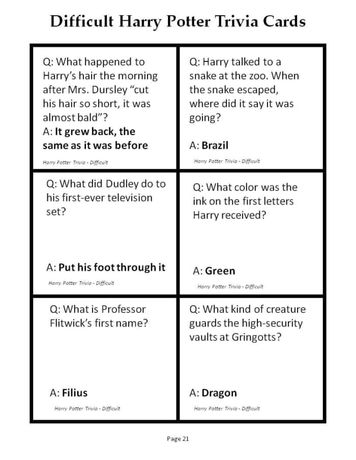 180 Printable Trivia Questions For Harry Potter And The Sorcerer s 180 Printable Trivia Questions For Harry Potter And The Sorcerer s