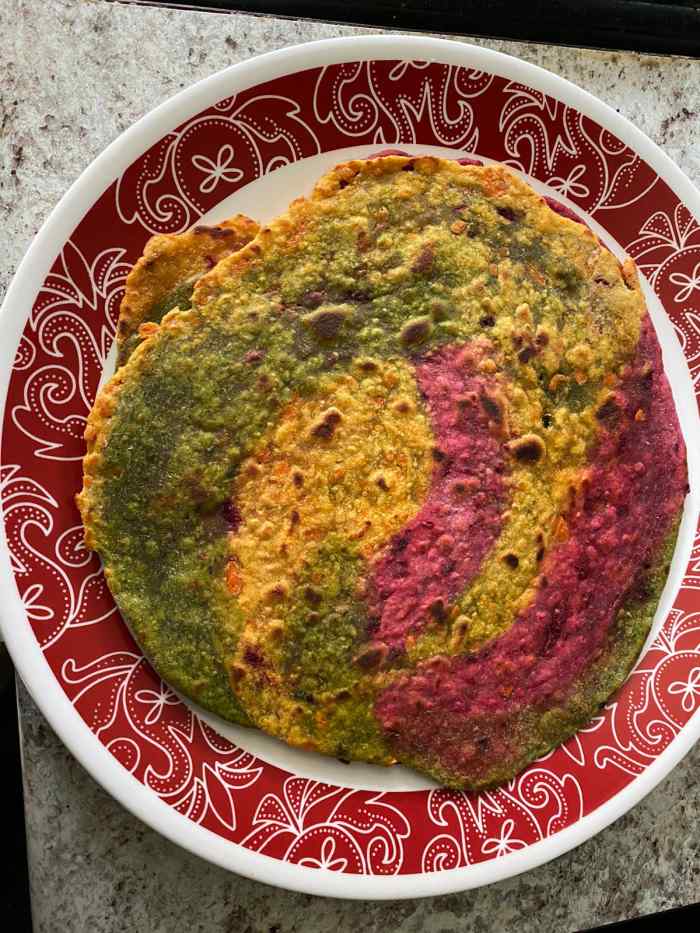 Unique Rainbow Chapati Recipe With Carrot, Spinach & Beetroot - Delishably