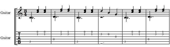 Easy Classical Guitar: Carulli's Waltz in C With Notation, Guitar Tab ...