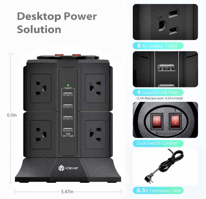 iClever Power Strip Tower Review: The Ultimate Desktop Charging Station ...
