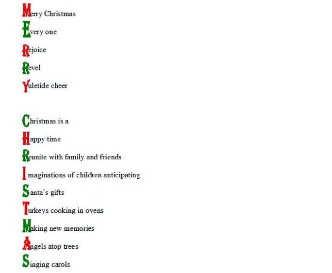 Acrostic Poem Merry Christmas - HubPages