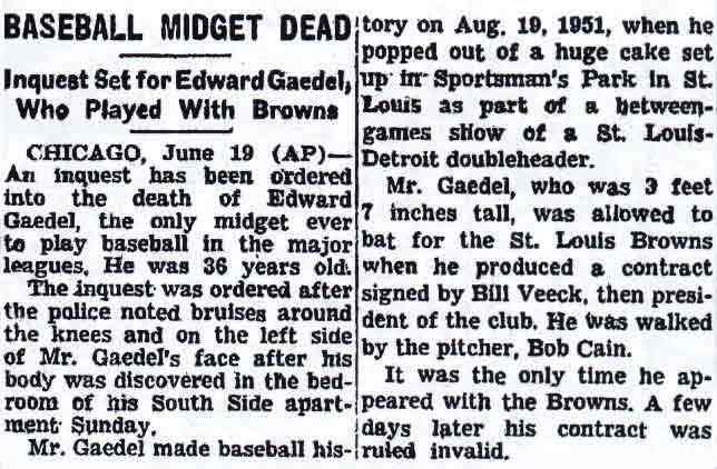 Eddie Gaedel: The Shortest MLB Player - HubPages