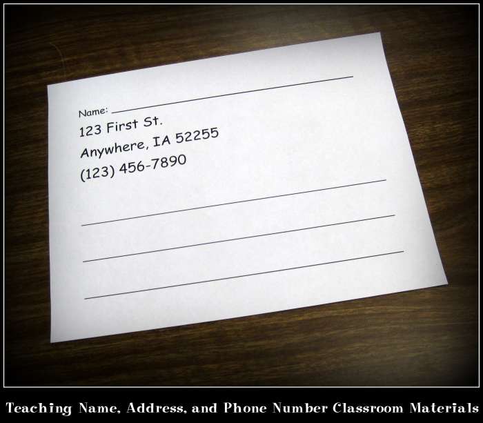 Teaching Name, Address, and Phone Number Classroom Materials - HubPages