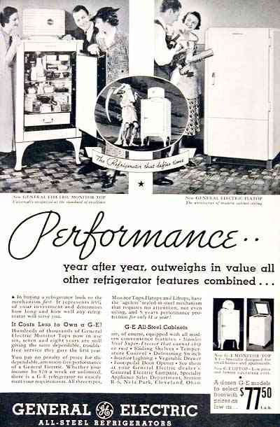 GE MONITOR-TOP VINTAGE REFRIGERATOR - see Vintage GE Ads 1920s - 1930s ...