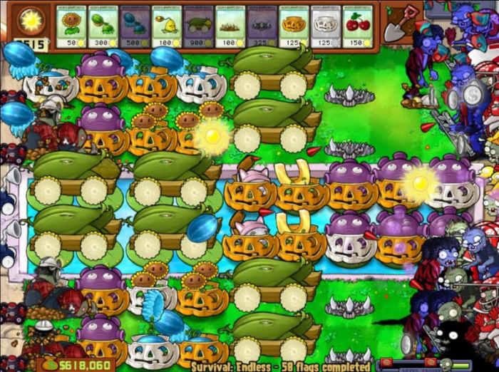 Plants Vs Zombies Survival Endless 200 Flags and Beyond | Cobless Setup ...