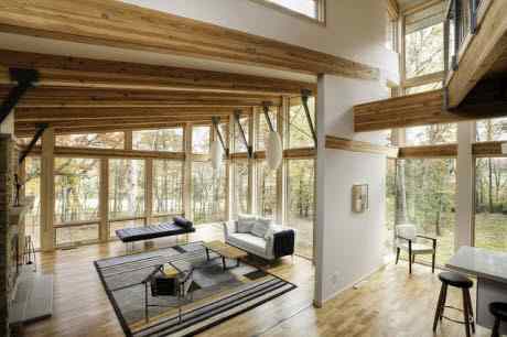 Home Remodeling Improvement Ideas with Wood Ceiling Beams and Wooden ...