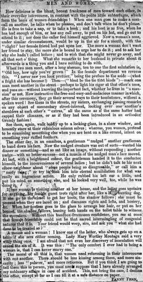 Fanny Fern 1811-1872: Famous American 19th Century Woman Newspaper ...