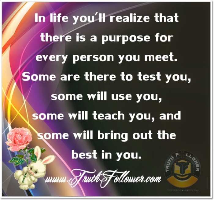 In Life, You Will Realize There Is a Purpose for Every Person You Meet ...