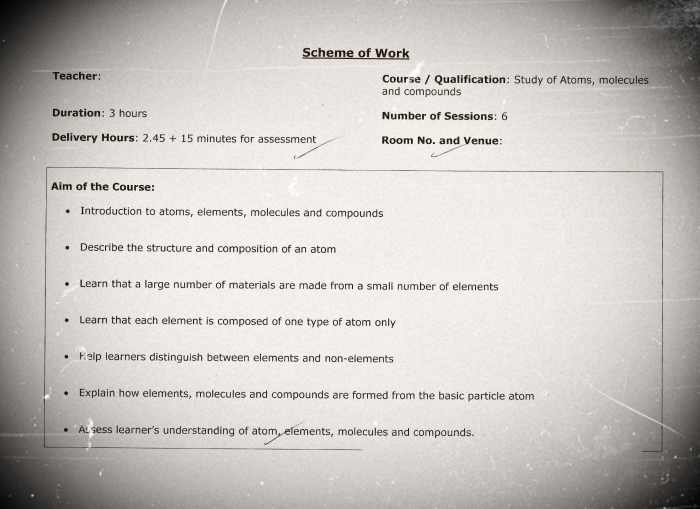 Produce a learning programme / scheme of work in your subject area ...