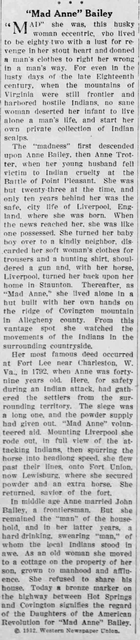 A Pioneer Heroine Known As "Mad Anne Bailey" - HubPages