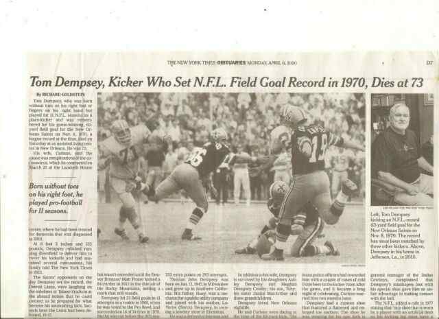 NFL Legend: Tom Dempsey - HubPages