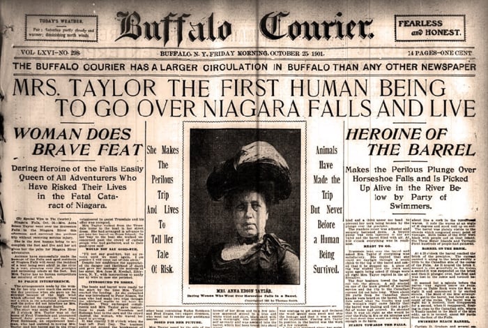 Annie Edson Taylor: First Person to Survive Going Over Niagara Falls in ... Annie Edson Taylor: First Person to Survive Going Over Niagara Falls in ...