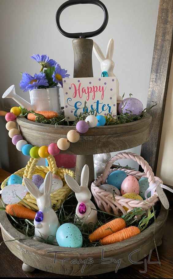 45+ Super Adorable Easter Tiered Tray Ideas that will have you Hopping ...