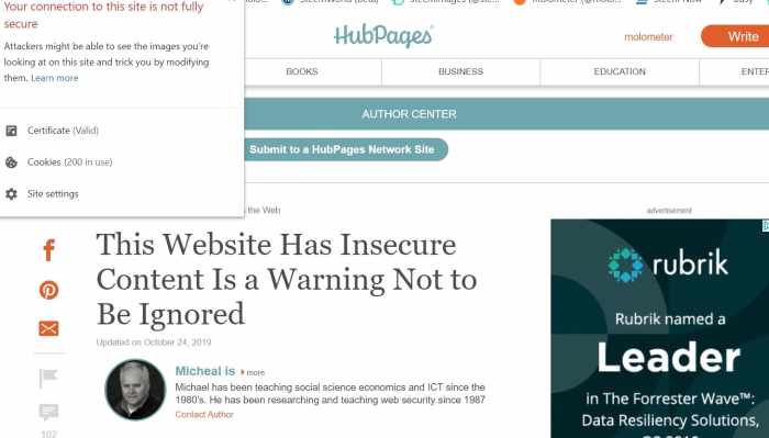 This Website has Insecure Content - Quick fix - HubPages