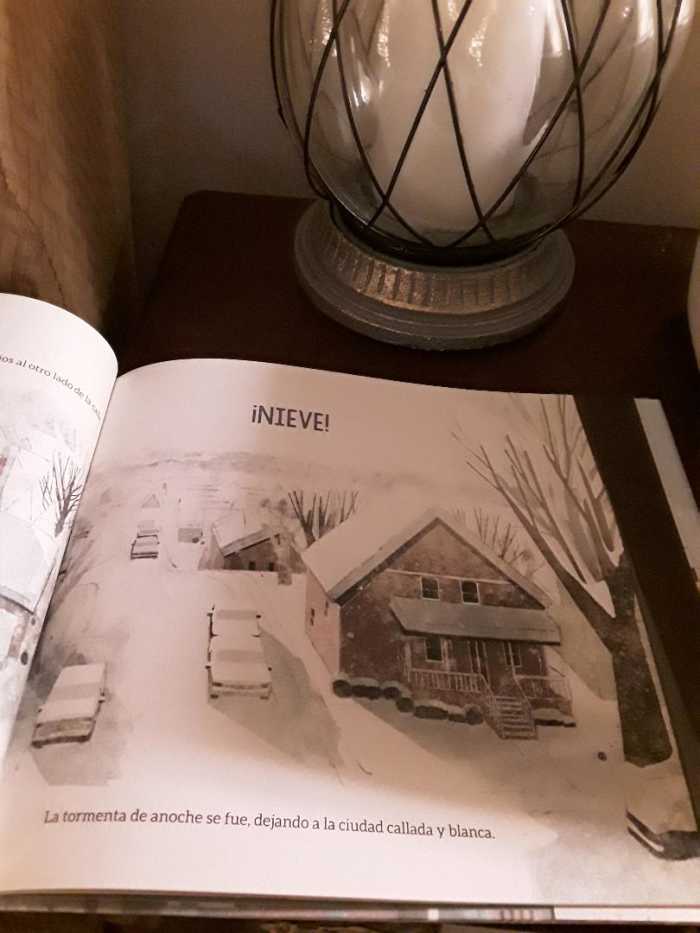 Snowfall and Family Celebration With Text in Spanish in Beautiful ...