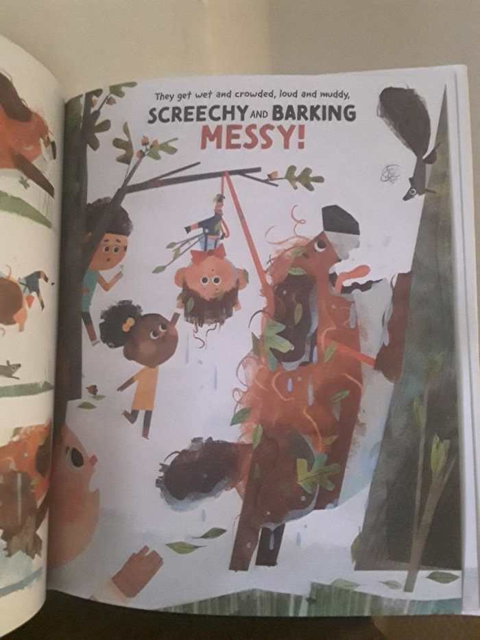Messy in the Form of a Dog Challenges a Young Boy in Humorous Picture ...