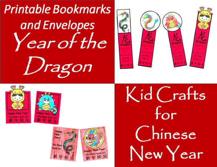 Printable Red Envelopes and Bookmarks for Year of the Dragon, Chinese ...