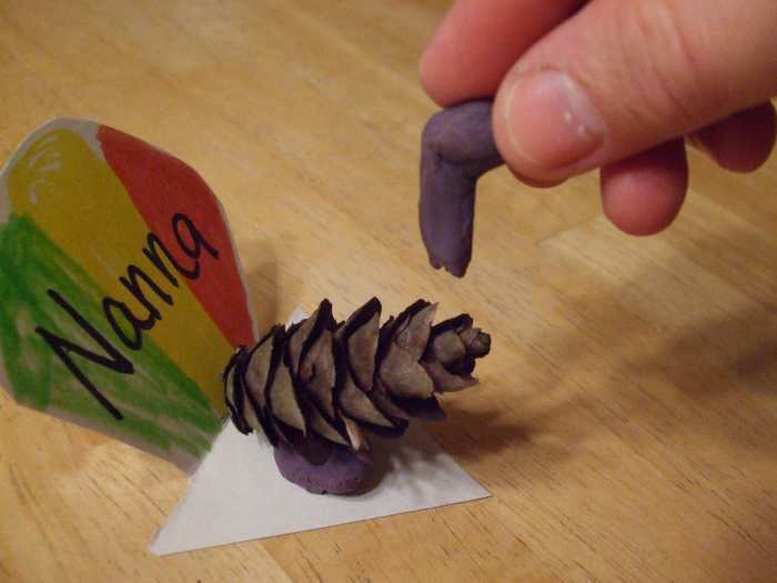 Kids' Easy How to Make Thanksgiving Pine Cone Turkey Place Cards - HubPages