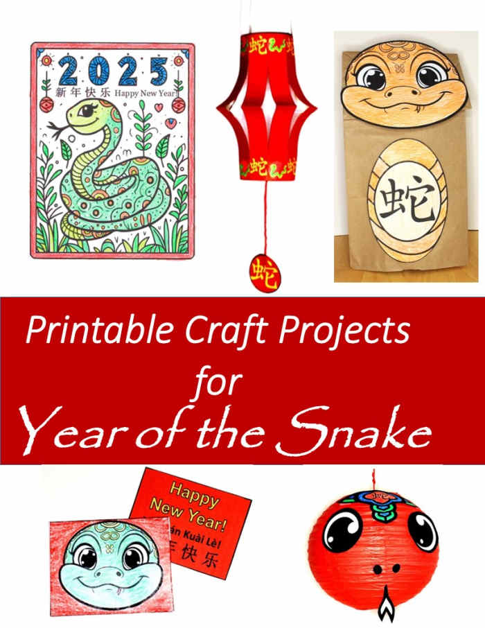 Year of the Snake Crafts: Printable Kid Craft Projects for Chinese New ...