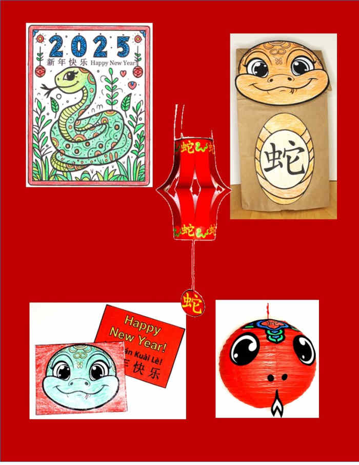 Year of the Snake Crafts: Printable Kid Craft Projects for Chinese New ...
