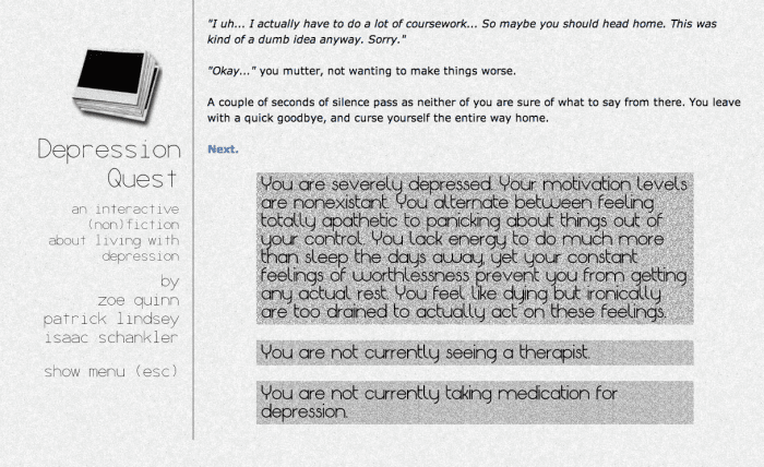 A Depressed Person Reviews: "Depression Quest" - HubPages