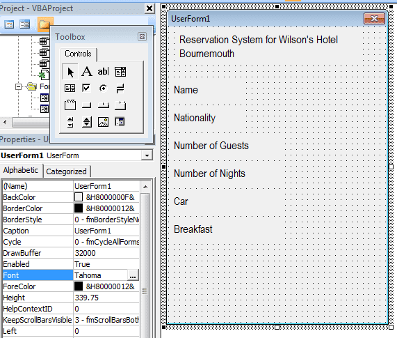 User Interface design using a UserForm in Excel 2007 and Excel 2010 ...