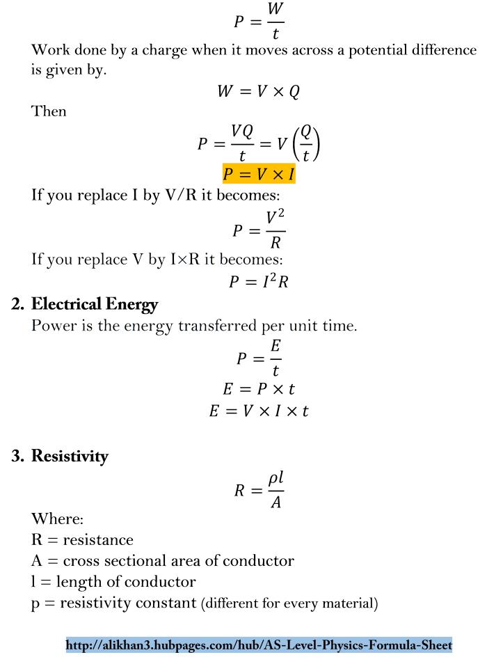 AS Level Physics Formula Sheet - HubPages