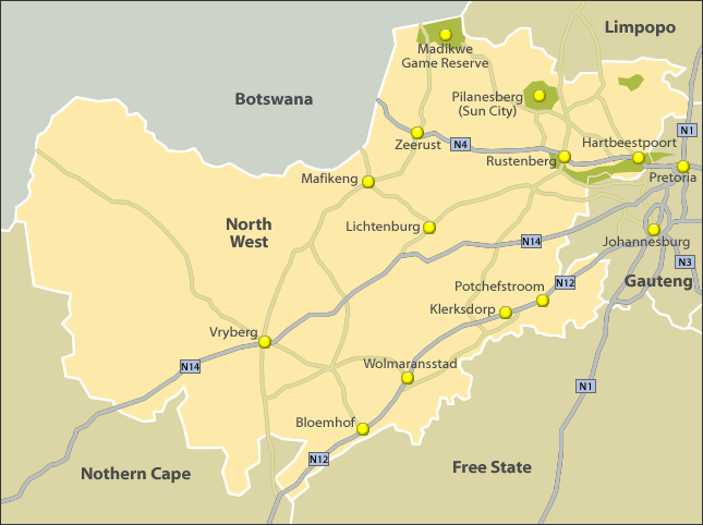Travel in South Africa - North West Province - from Klerksdorp to Groot ...