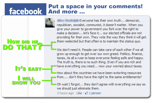 How-To put a space in Facebook Comments - How do you make paragraphs ...