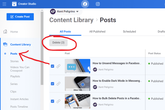 Bulk Delete Posts on a Facebook Page via Creator Studio (2024) - HubPages