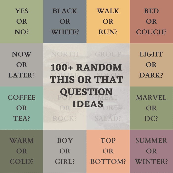 100+ Random This or That Question Ideas - HubPages